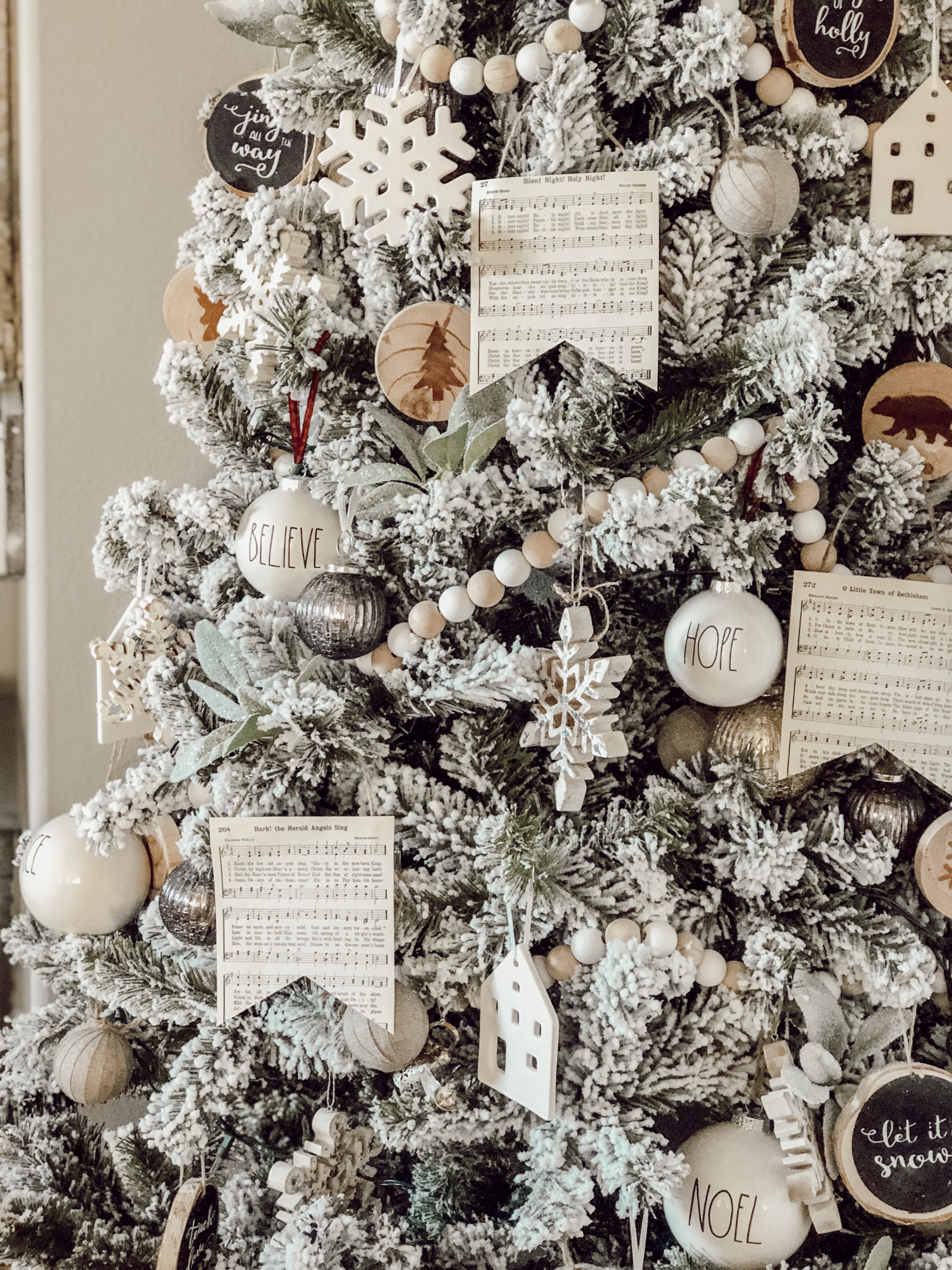 DIY Vintage Hymnal Song Sheet Christmas Tree Ornaments - Rain and Pine