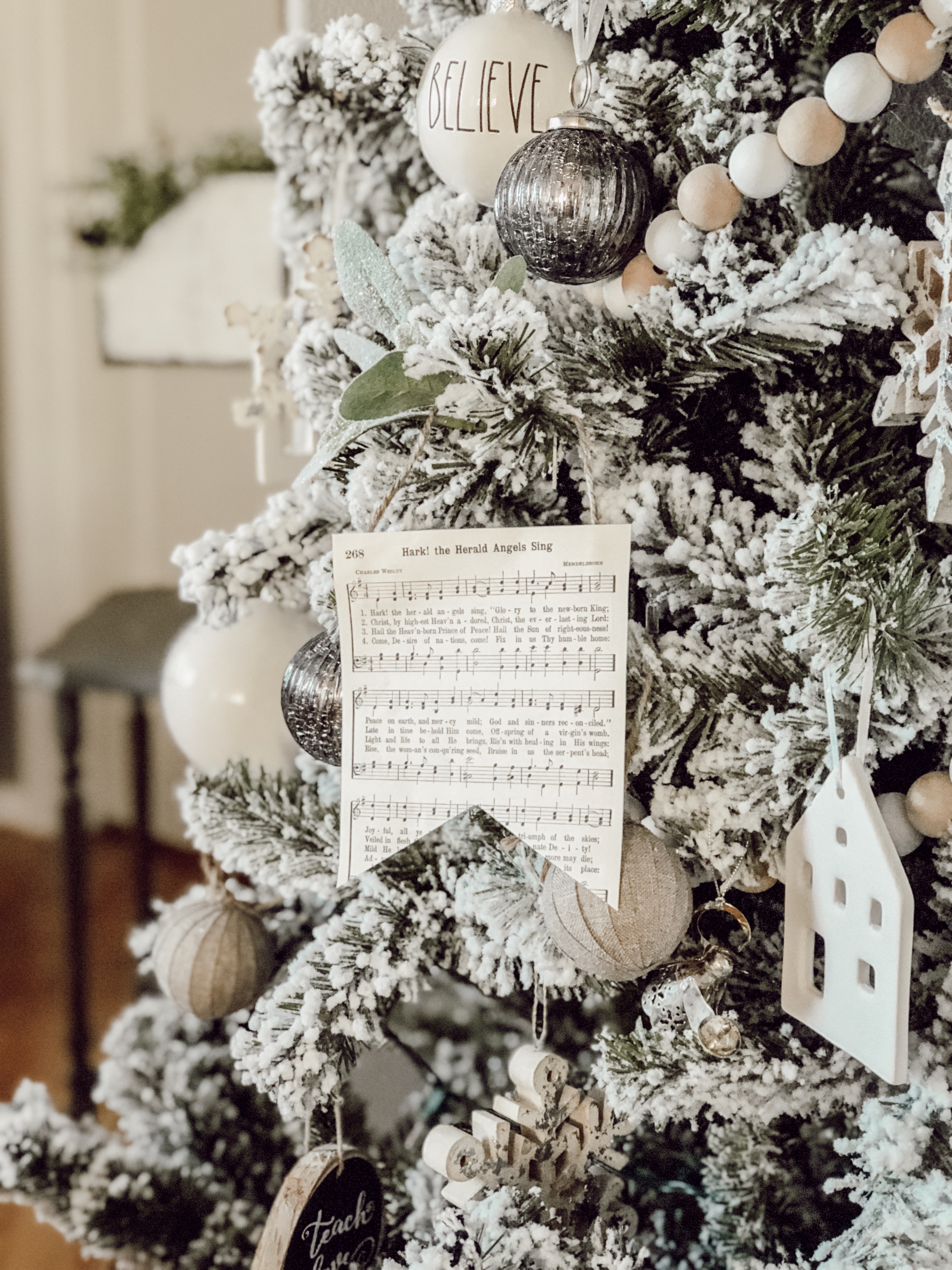DIY Vintage Hymnal Song Sheet Christmas Tree Ornaments - Rain and Pine