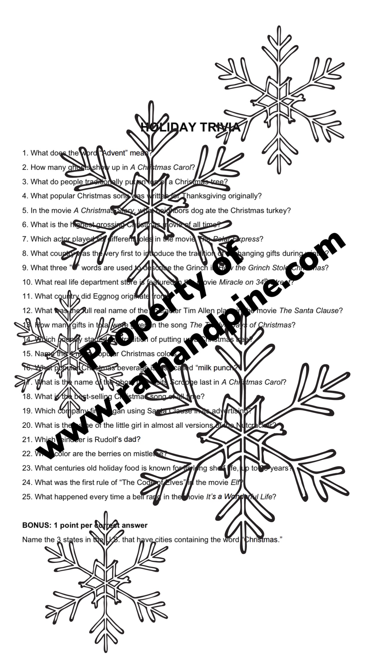 Holiday Trivia Party Game with Free Printables - Rain and Pine