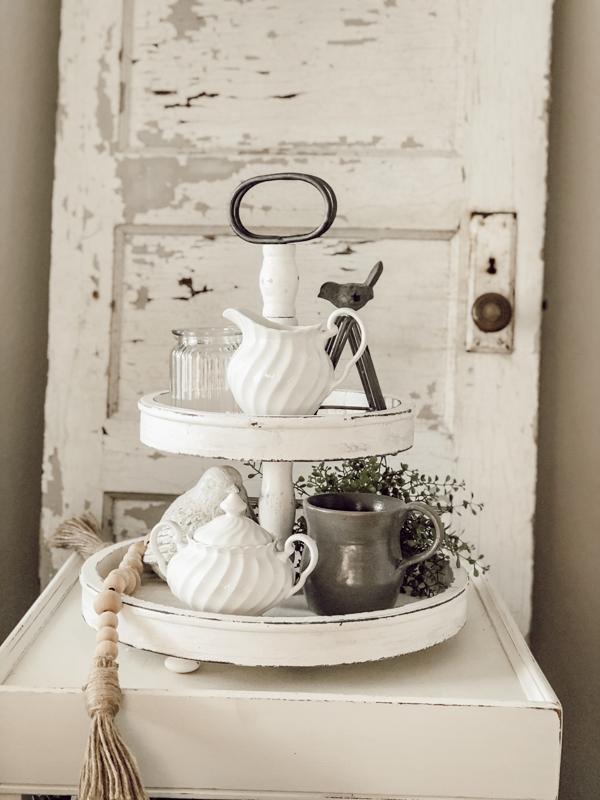 Styling a Farmhouse Tray with Vintage Finds - Rain and Pine