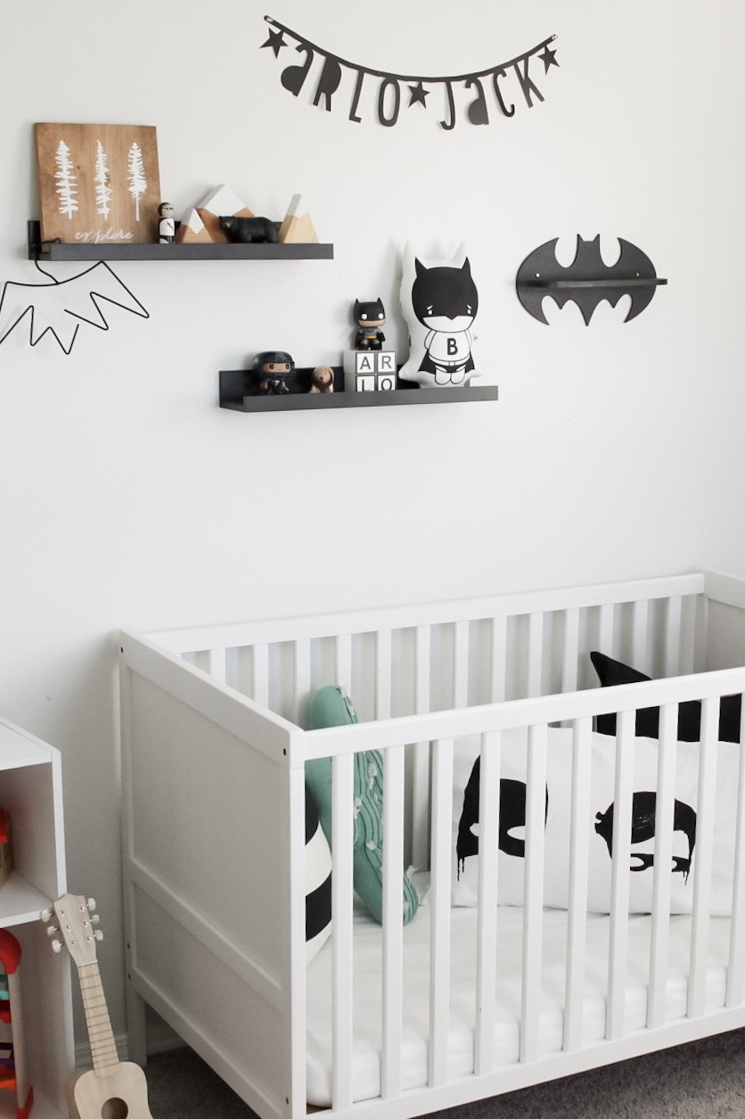 A Monochrome & Batman Toddler Boys Bedroom - Rain and Pine